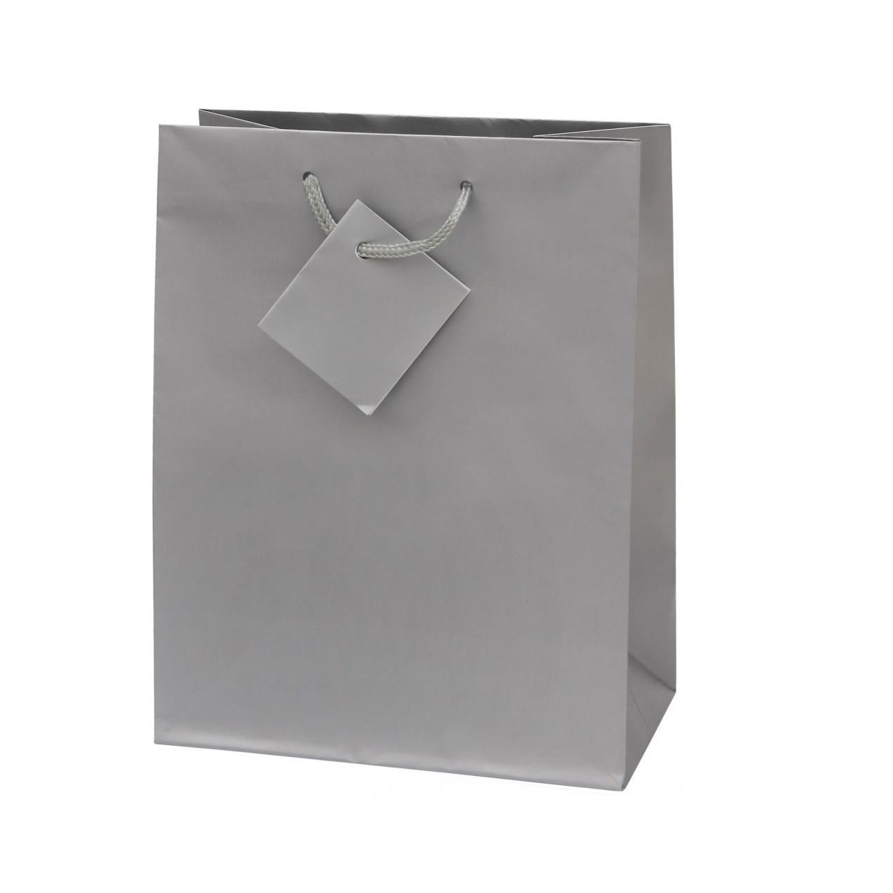 Poklon vrecica srednja srebrena PLAST.